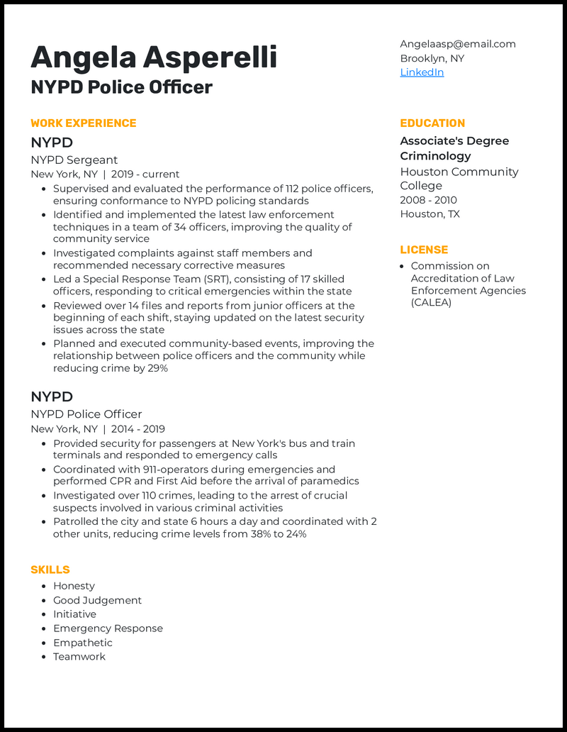3 NYPD Police Officer Resume Examples That Work in 2026