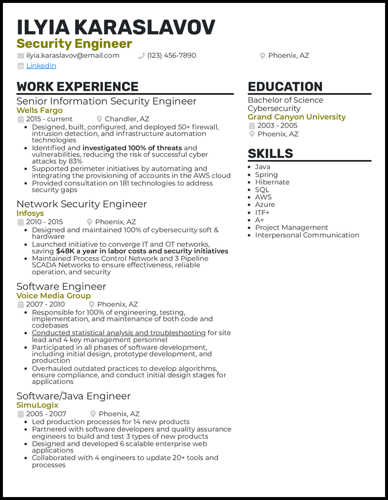 3 Security Engineer Resume Examples for 2025