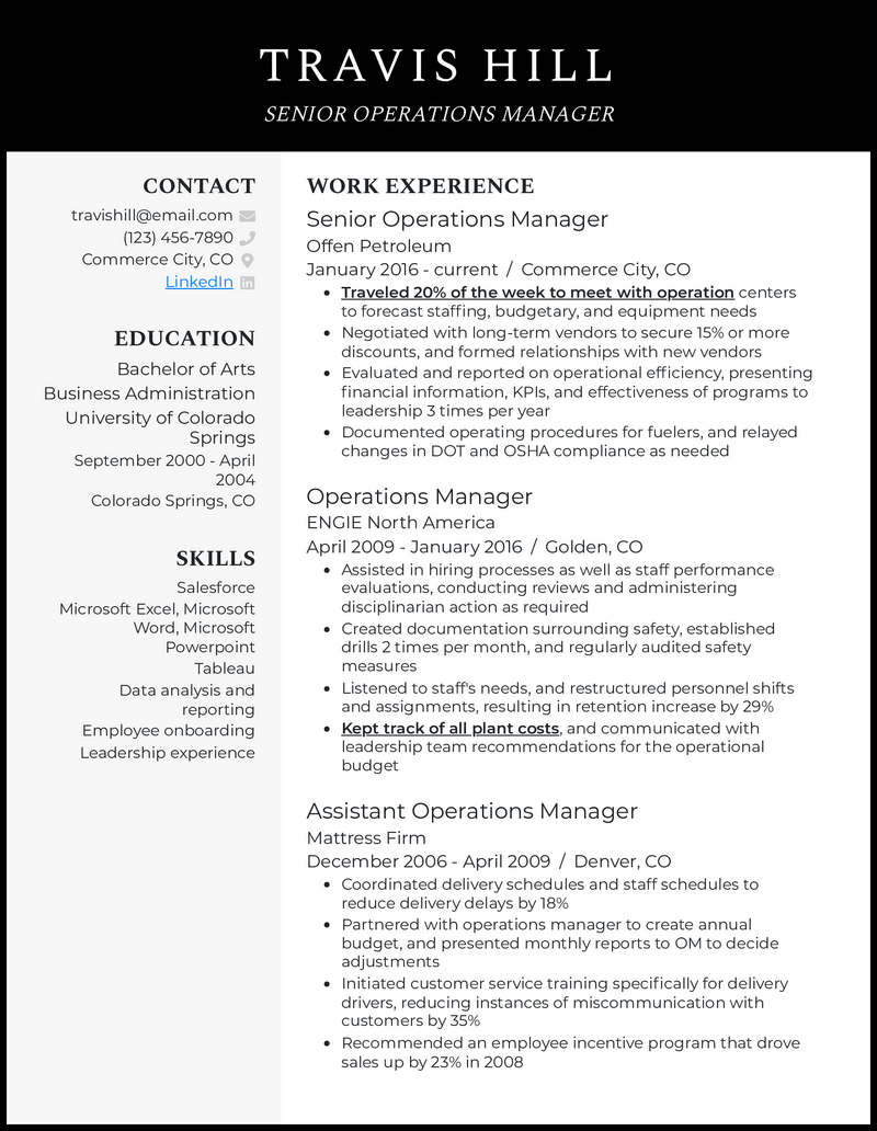 3 Senior Operations Manager Resume Examples for 2025
