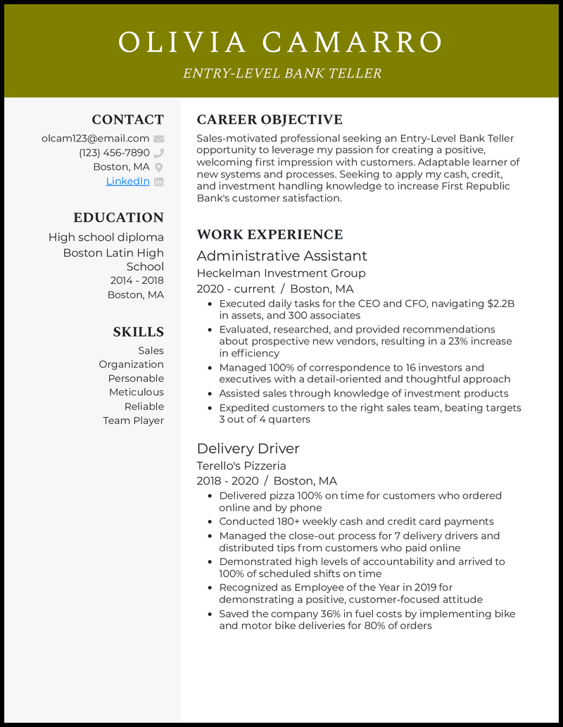 9 Bank Teller Resume Templates & Examples for 2025
