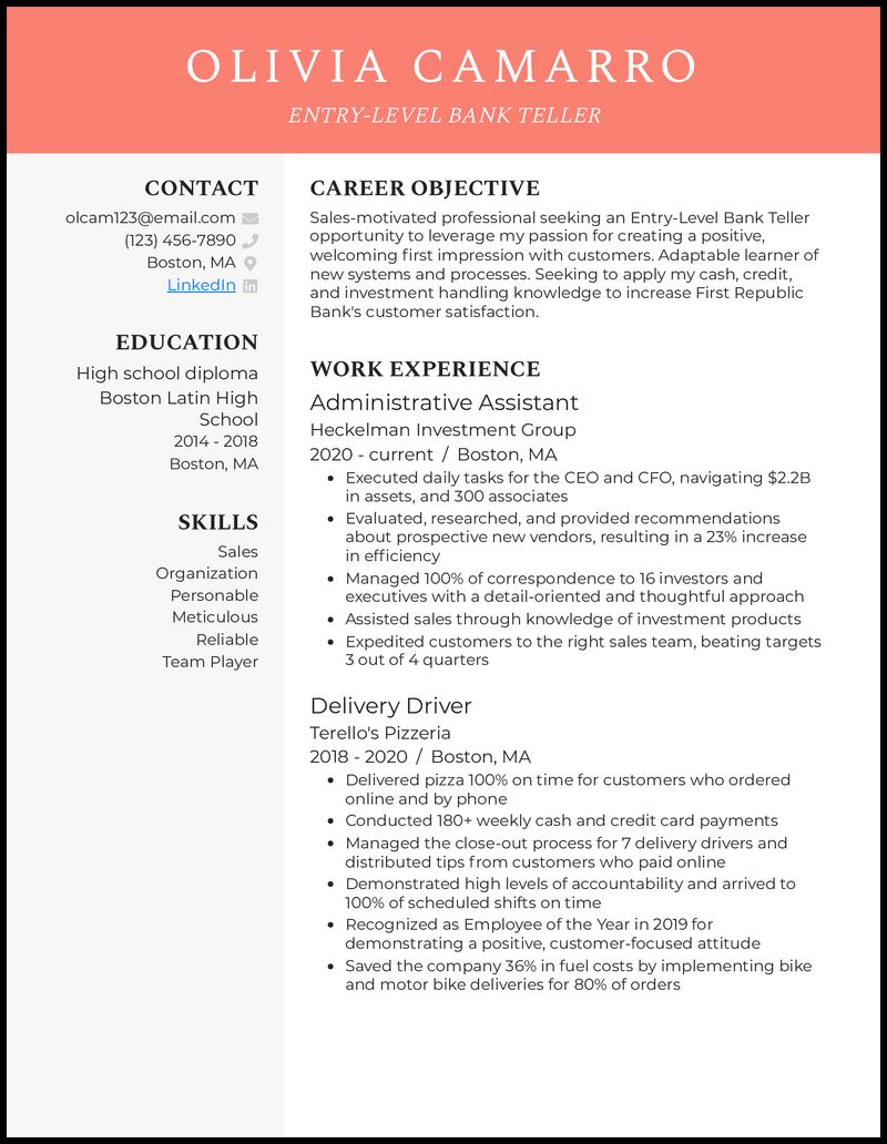 9 Bank Teller Resume Templates & Examples for 2025
