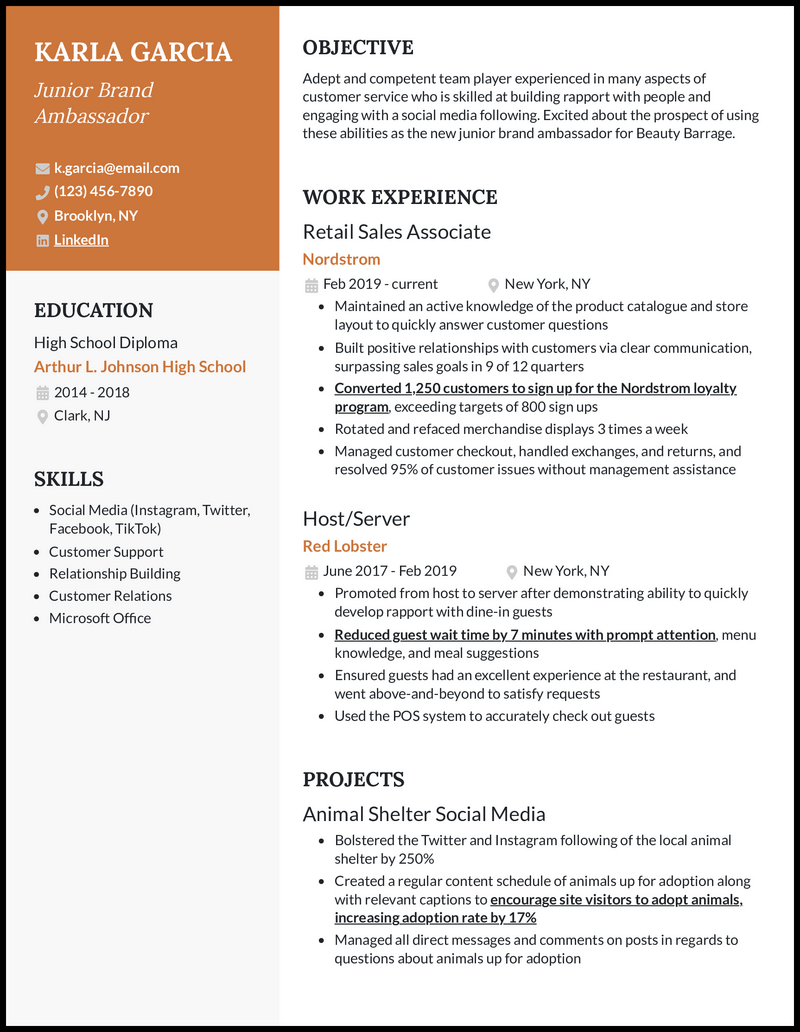 7 Brand Ambassador Resume Samples For 2024 7 Brand Ambassador Resume Samples For 2024