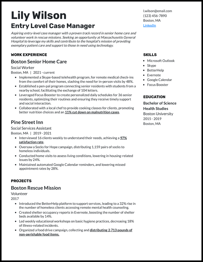 10 Case Manager Resume Examples That Worked in 2025