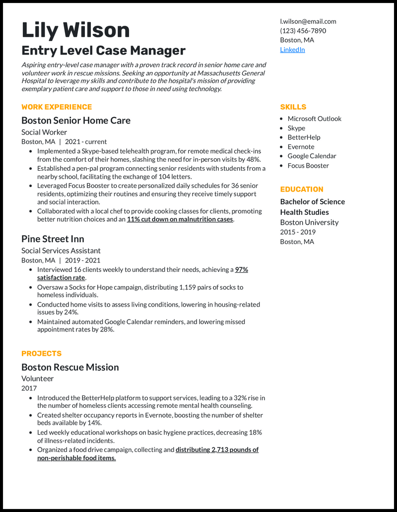10 Case Manager Resume Examples That Worked In 2025 