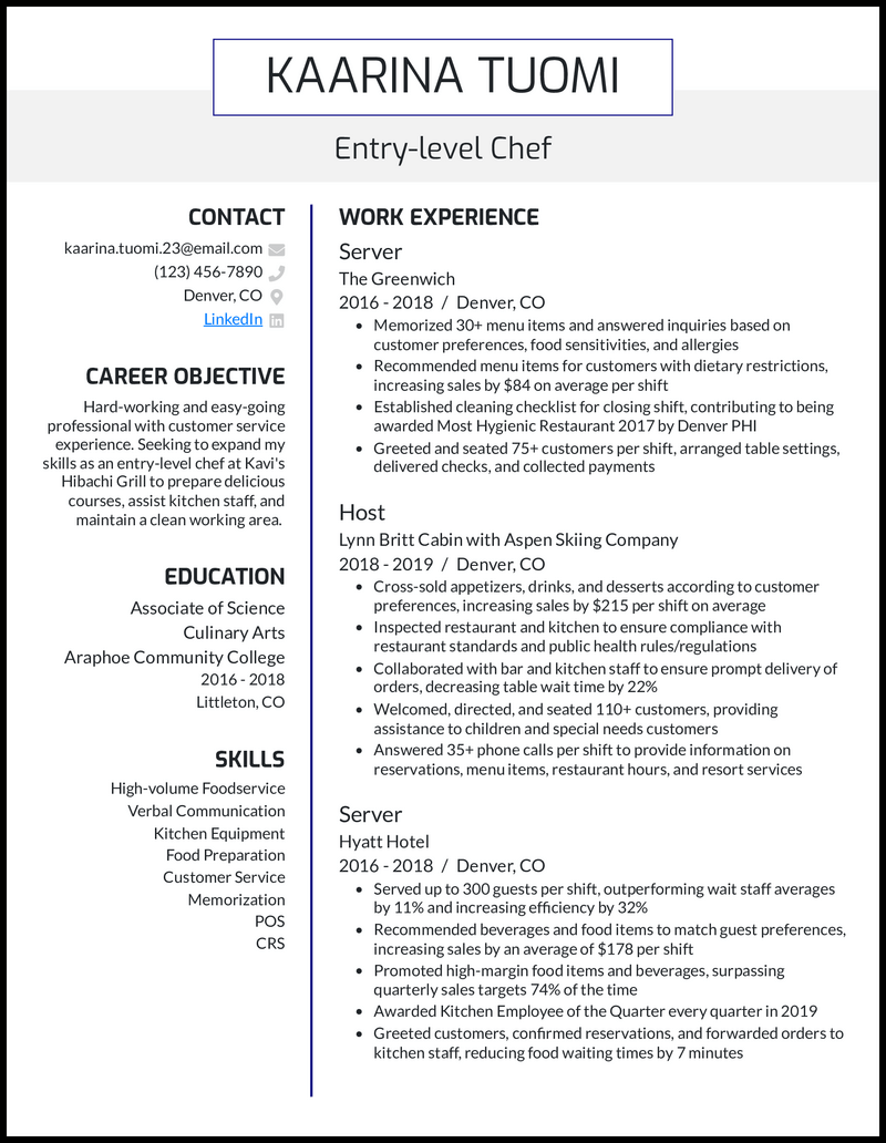 7 Chef Resume Examples [& Templates]