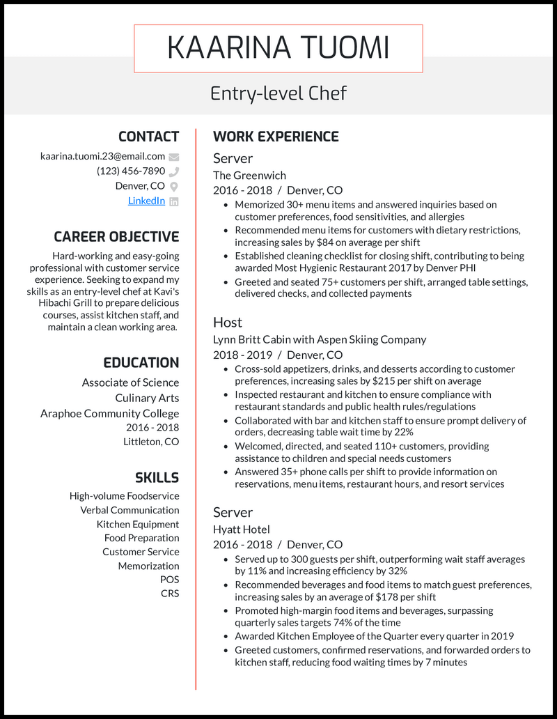 7 Chef Resume Examples [& Templates]