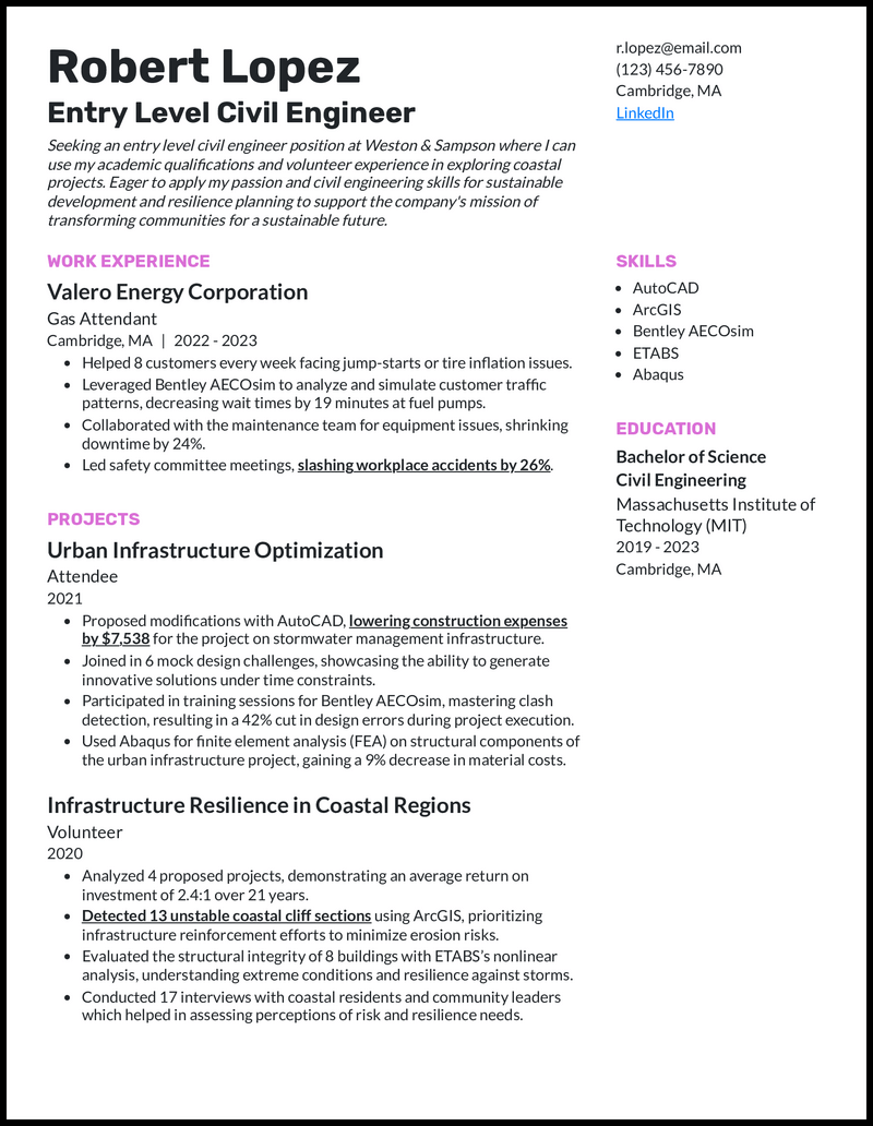 5 Civil Engineer Resume Examples for the Job in 2025