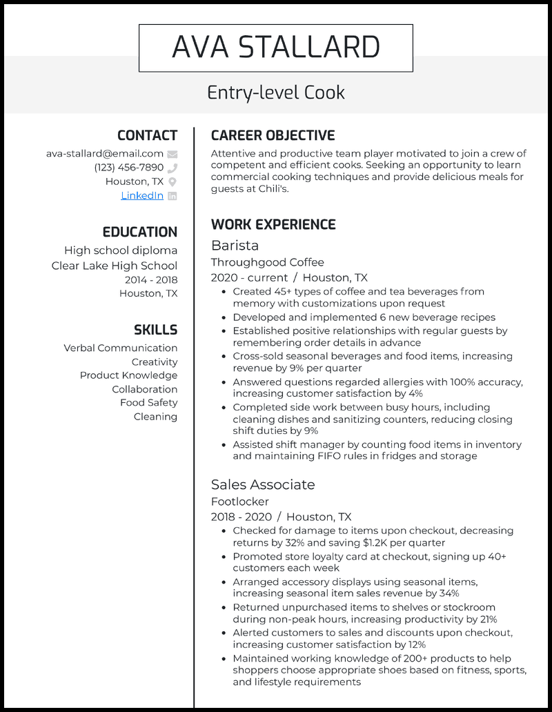 7 Cook Resume Examples [& Templates]