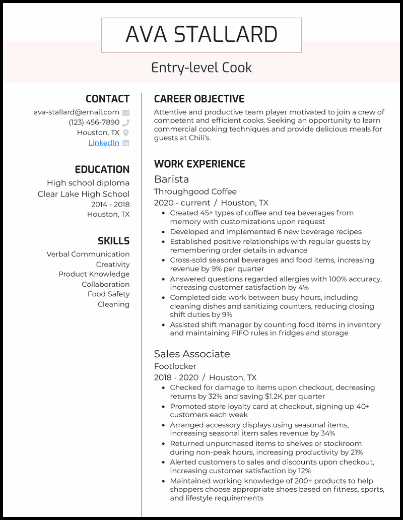 7 Cook Resume Examples [& Templates]