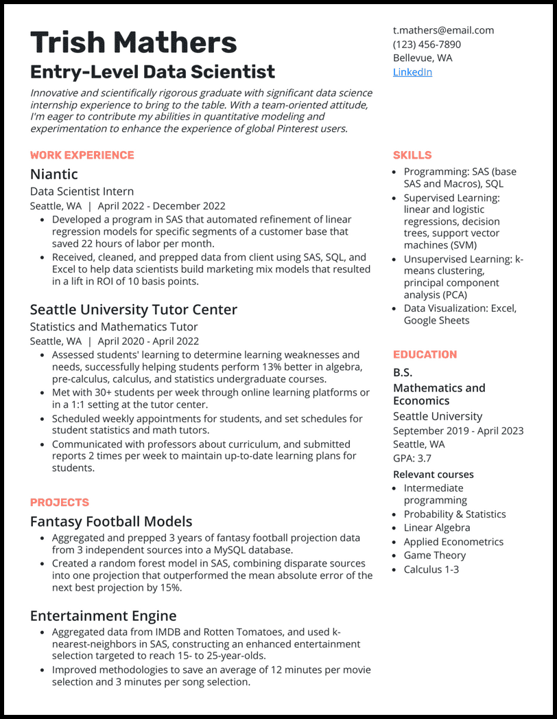 24 Data Scientist Resume Examples for 2026