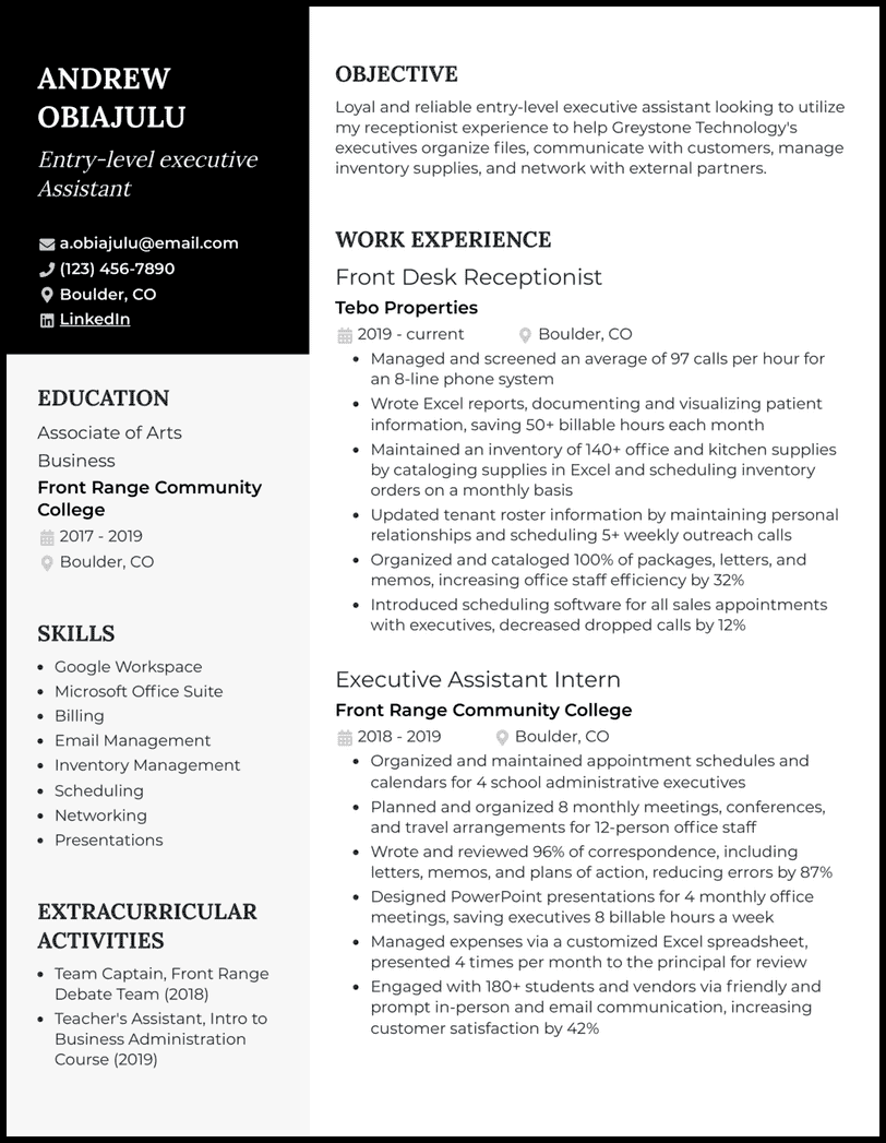 16 Executive Assistant Resume Examples for 2024