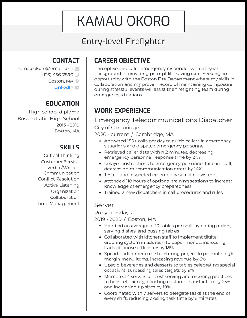 7 Firefighter Resume Examples [& Templates]