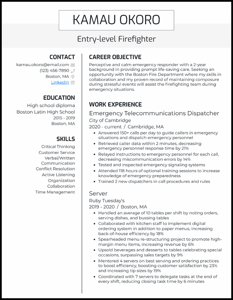 7 Firefighter Resume Examples [& Templates]