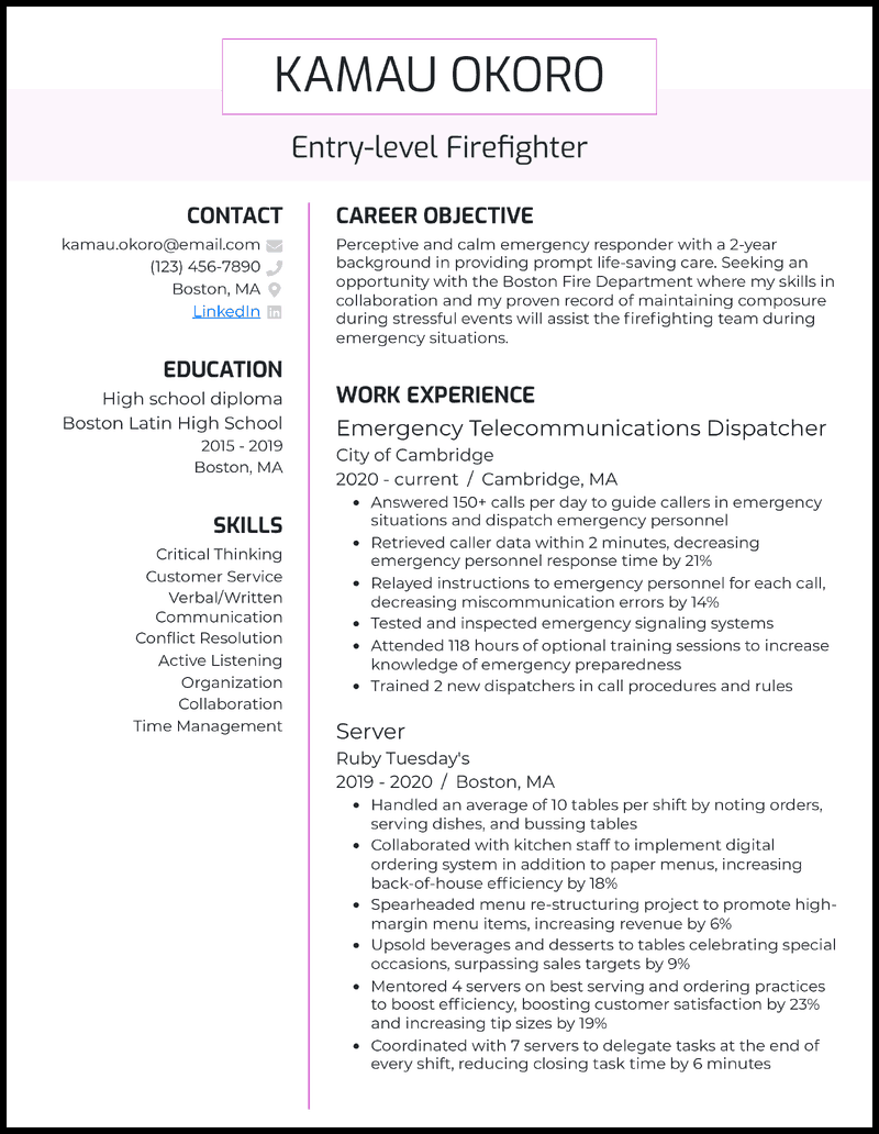7 Firefighter Resume Examples [& Templates]