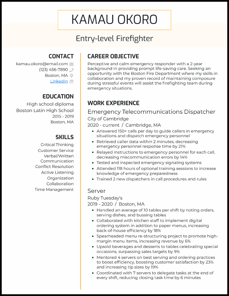 7 Firefighter Resume Examples [& Templates]
