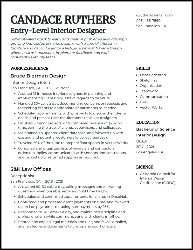 7 Interior Design Resume Examples to Stand Out in 2024