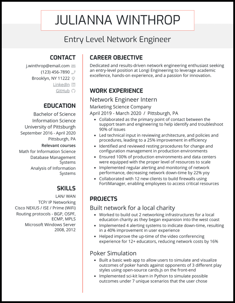 17 Network Engineer Resume Samples That Worked in 2025