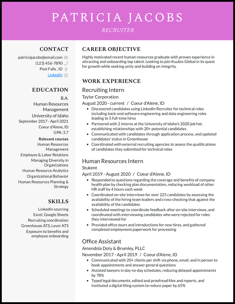 11 Top Recruiter Resume Examples That Worked in 2024