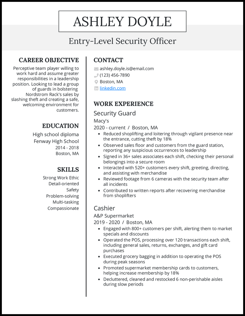 7 Security Officer Resume Examples [& Templates]
