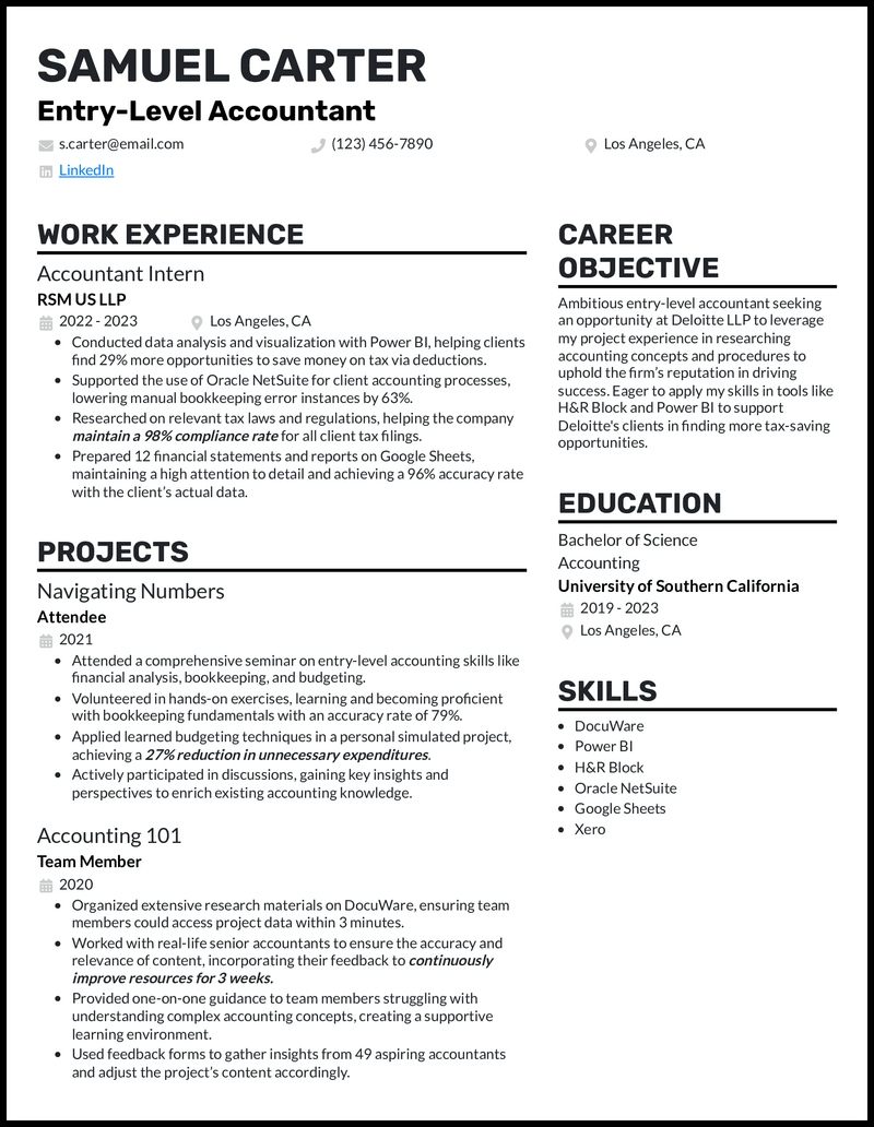 5 Entry-Level Accountant Resume Examples for 2024
