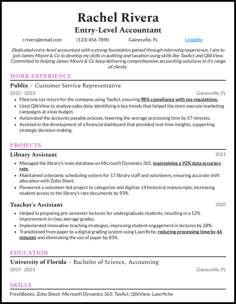 5 Entry-Level Accountant Resume Examples for 2024