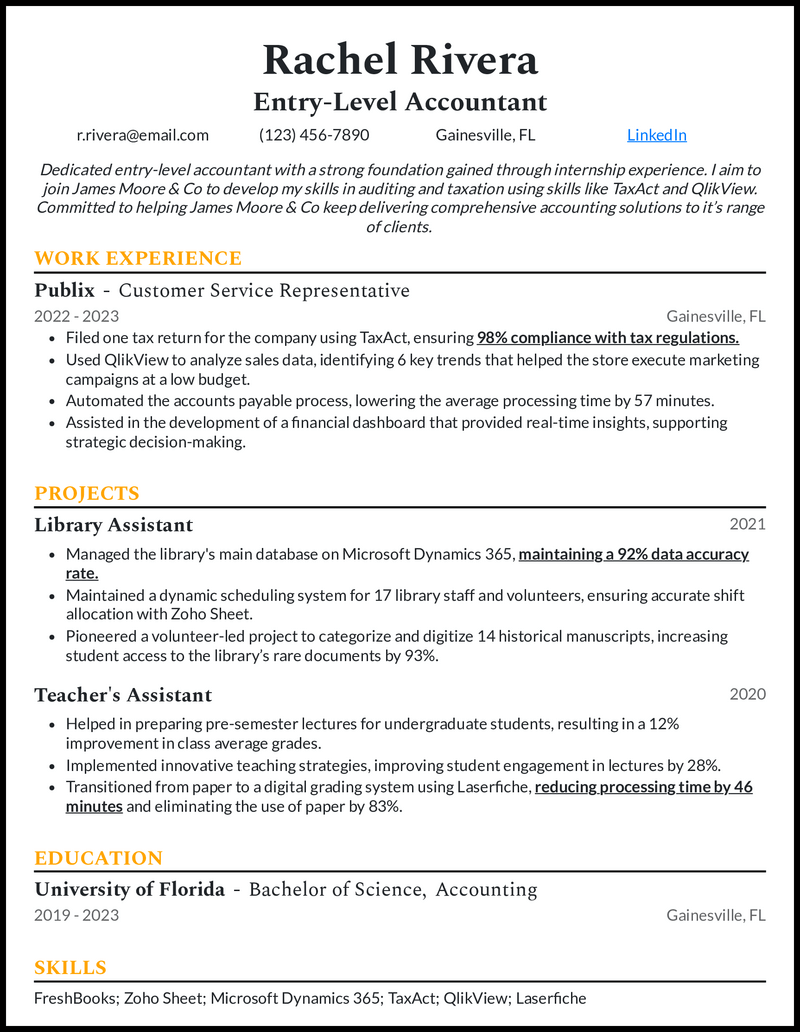5 Entry-level Accountant Resume Examples For 2024