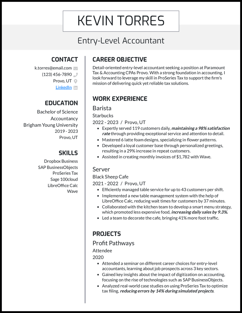 5 Entry-Level Accountant Resume Examples for 2024