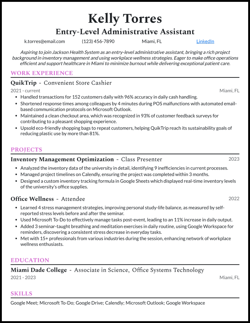 5 Real Entry-Level Admin Assistant Resume Examples That Worked in 2025