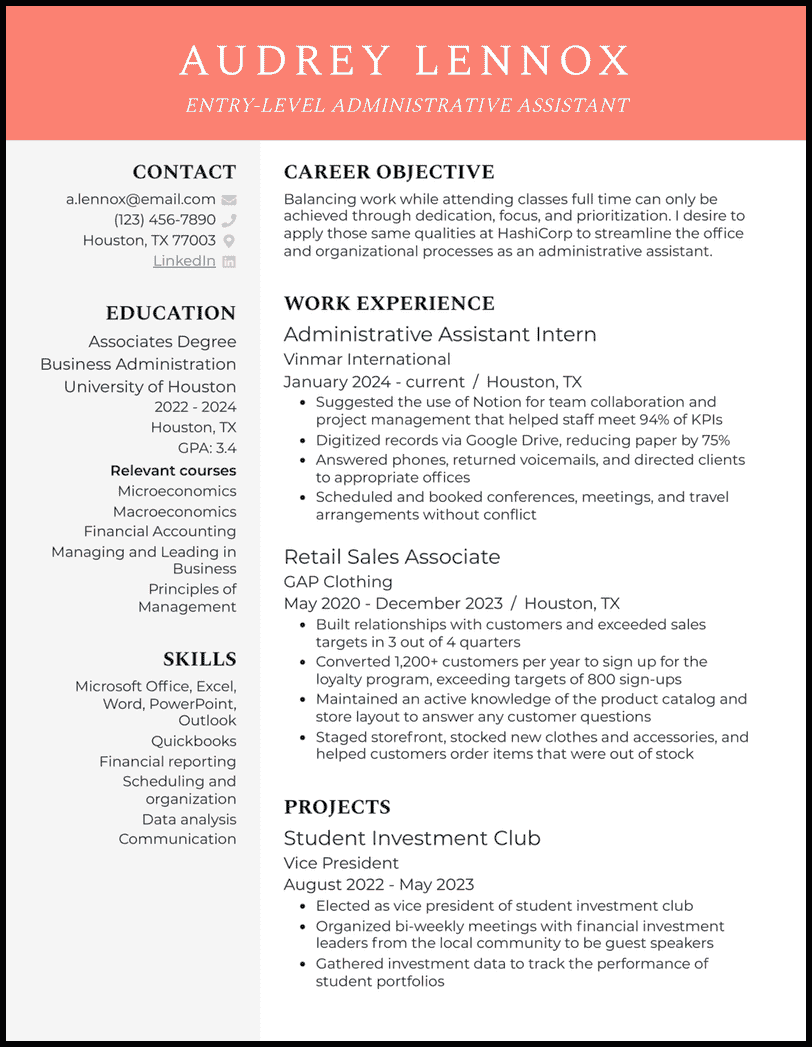 5 Real Entry-Level Admin Assistant Resume Examples That Worked in 2026