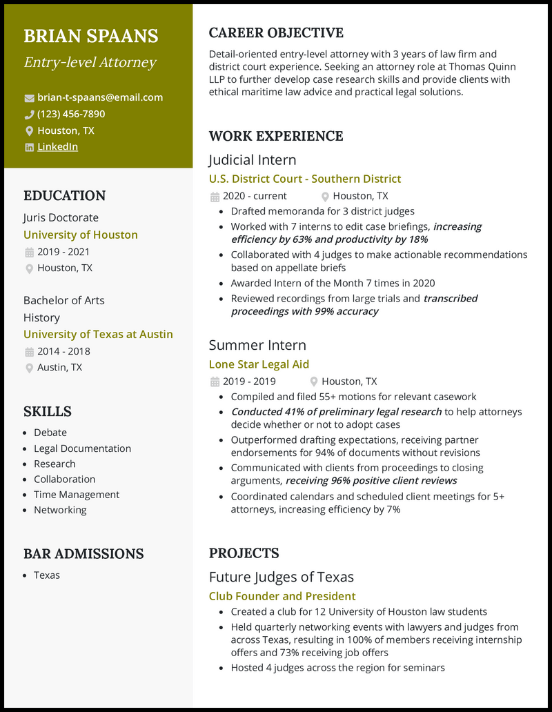 3 Entry-Level Attorney Resume Examples & Guide