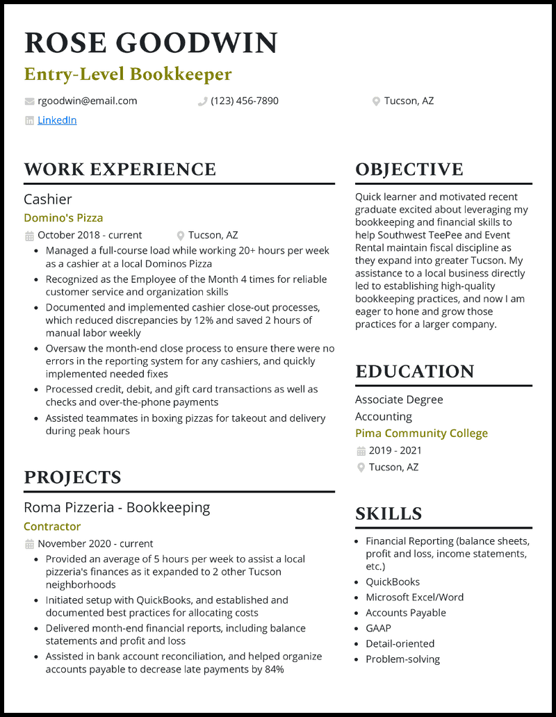 11 Bookkeeper Resume Examples [& Templates]