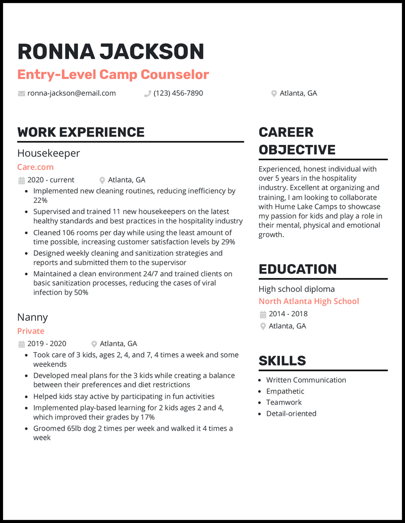 9 Camp Counselor Resume Examples, Templates, & Tips