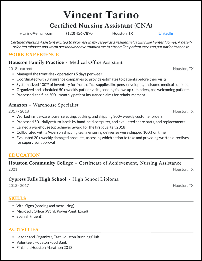 13 Certified Nursing Assistant (CNA) Resume Samples 2025