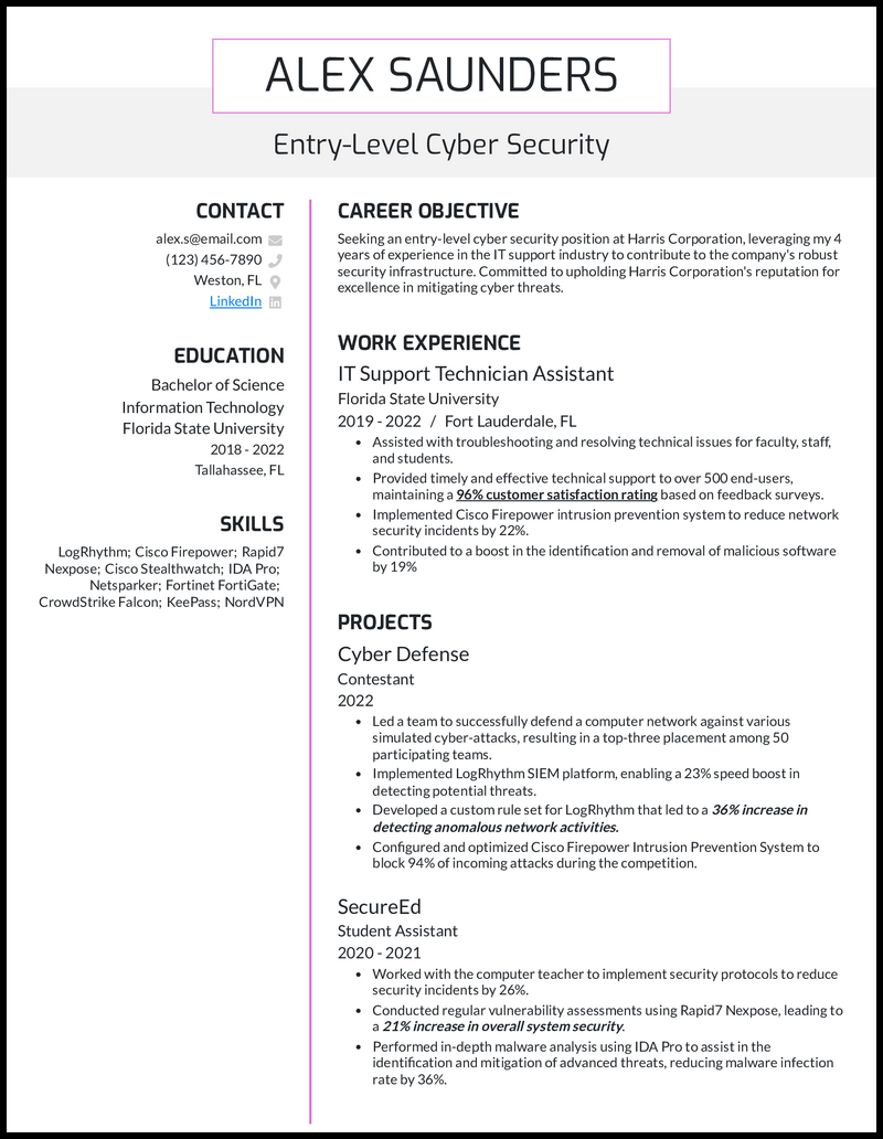15 Cyber Security Resume Examples [& Templates]