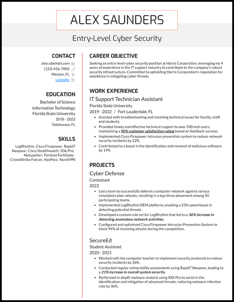 15 Cyber Security Resume Examples [& Templates]