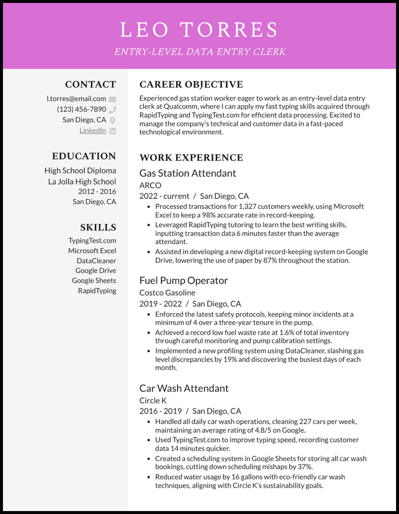 11 Entry-Level Data Entry Resume Examples for 2024