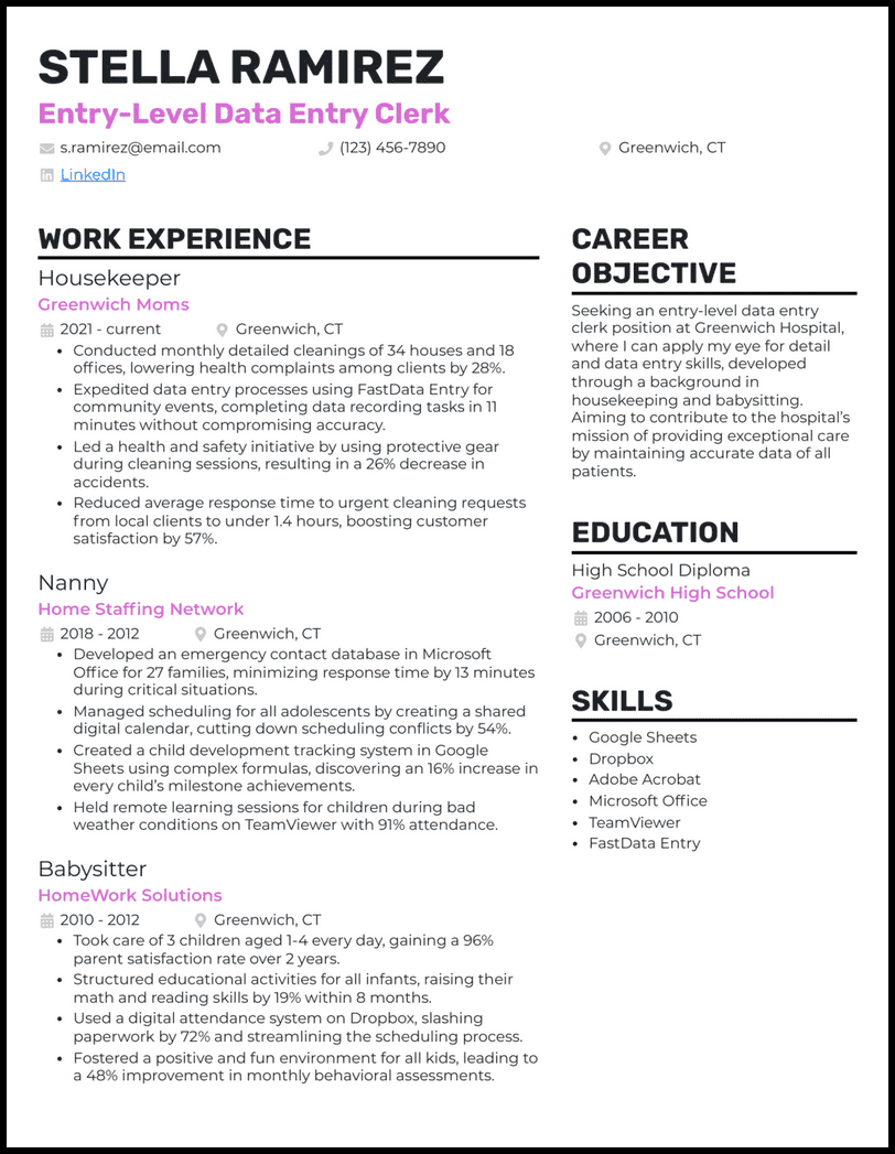 11 Entry-Level Data Entry Resume Examples for 2024