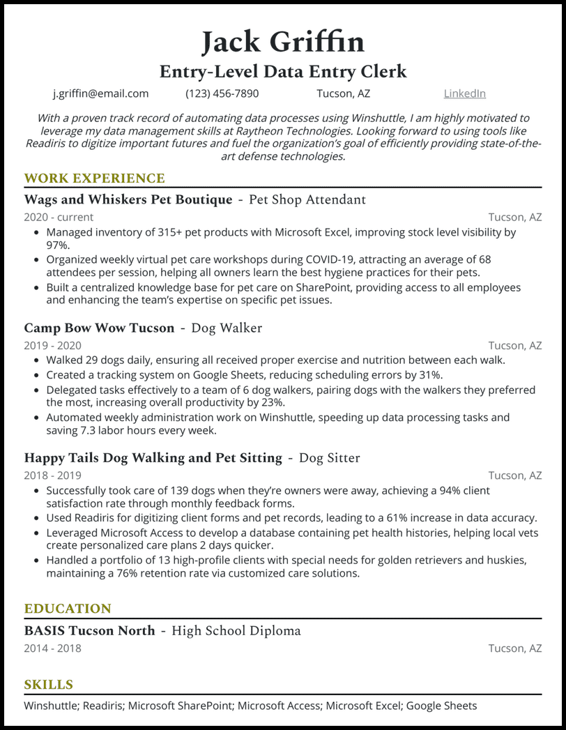 11 Entry-Level Data Entry Resume Examples for 2024