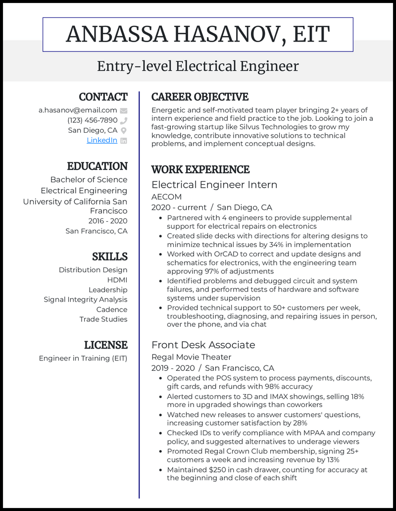 14 Electrical Engineer Resume Examples Built for 2024
