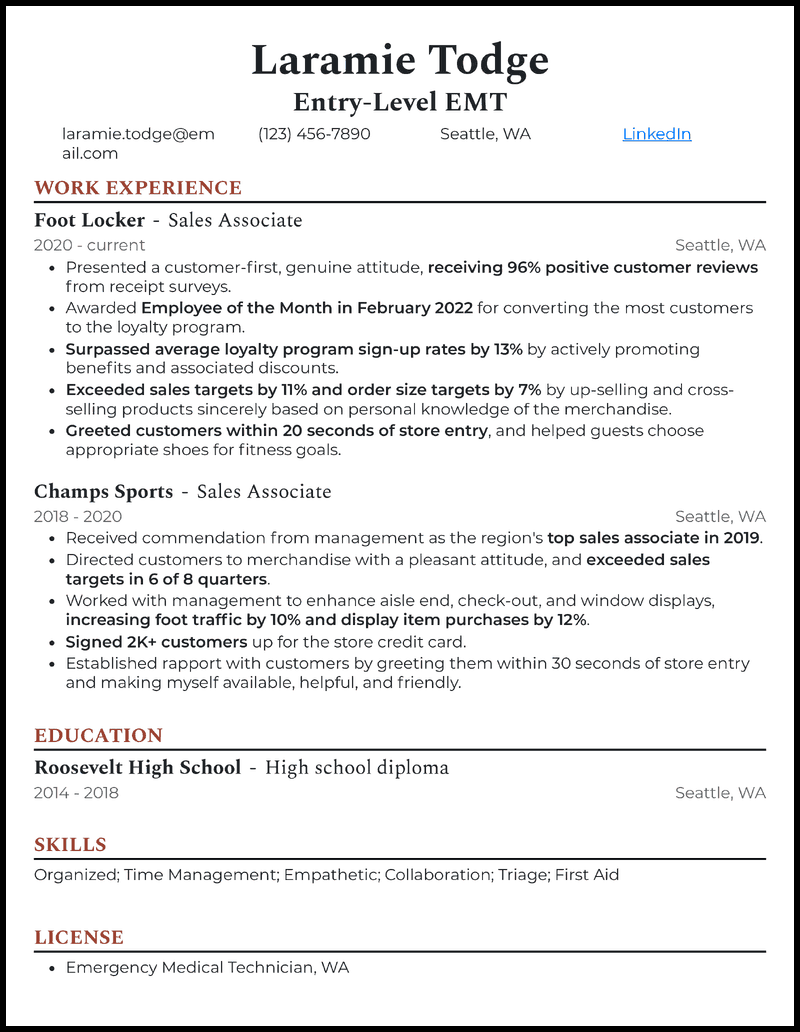 7 EMT Resume Examples [& Templates]