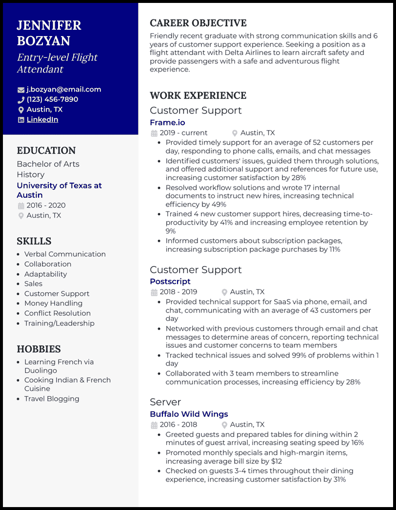 11 Flight Attendant Resume Examples & Guide for 2025