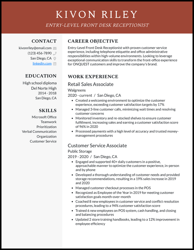 9 Front Desk Receptionist Resume Examples for 2025