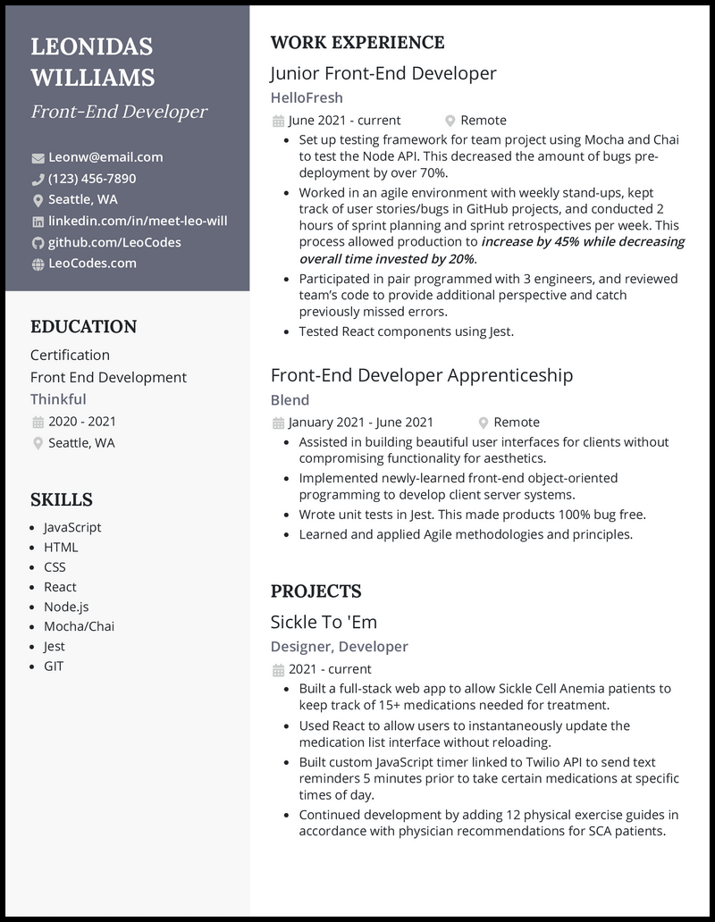 3 Real Entry-Level Front End Developer Resume Examples That Worked in 2025