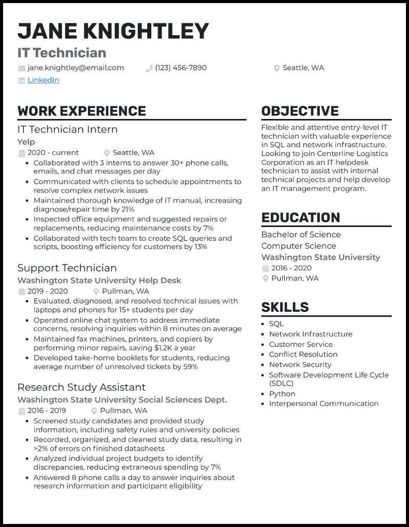 8 Best IT Resume Examples & Samples for Information Technology Jobs