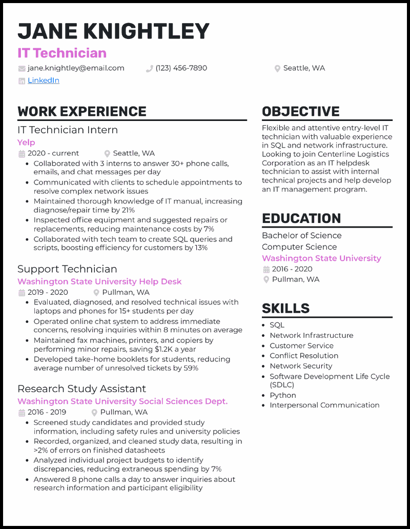 8 Best IT CV Examples & Samples for Information Technology Jobs