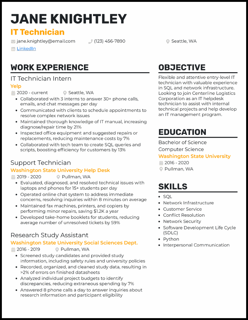 8 Best IT CV Examples & Samples for Information Technology Jobs