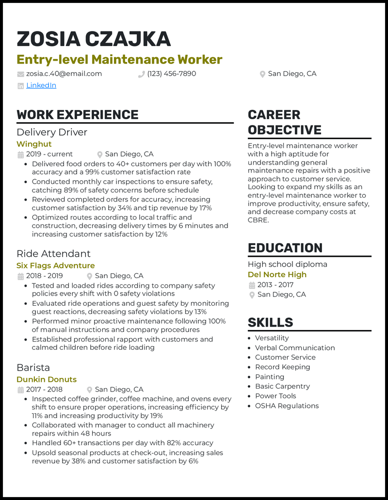 7 Maintenance Worker Resume Examples that Work in 2026