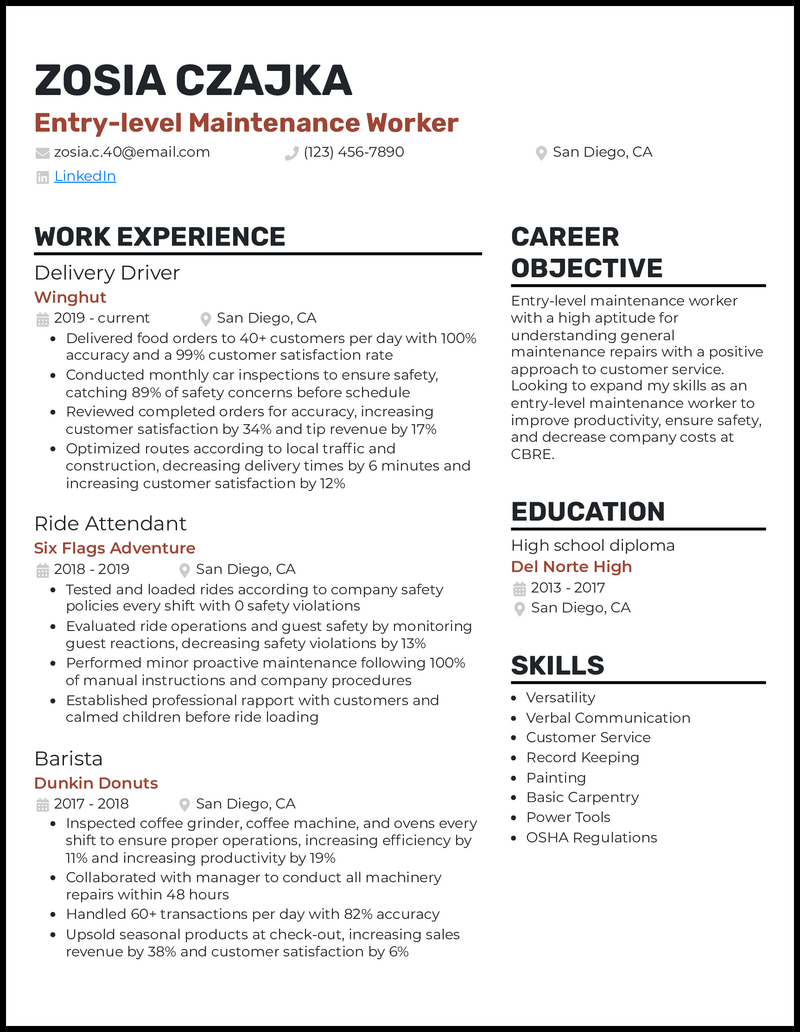 7 Maintenance Worker Resume Examples that Work in 2026