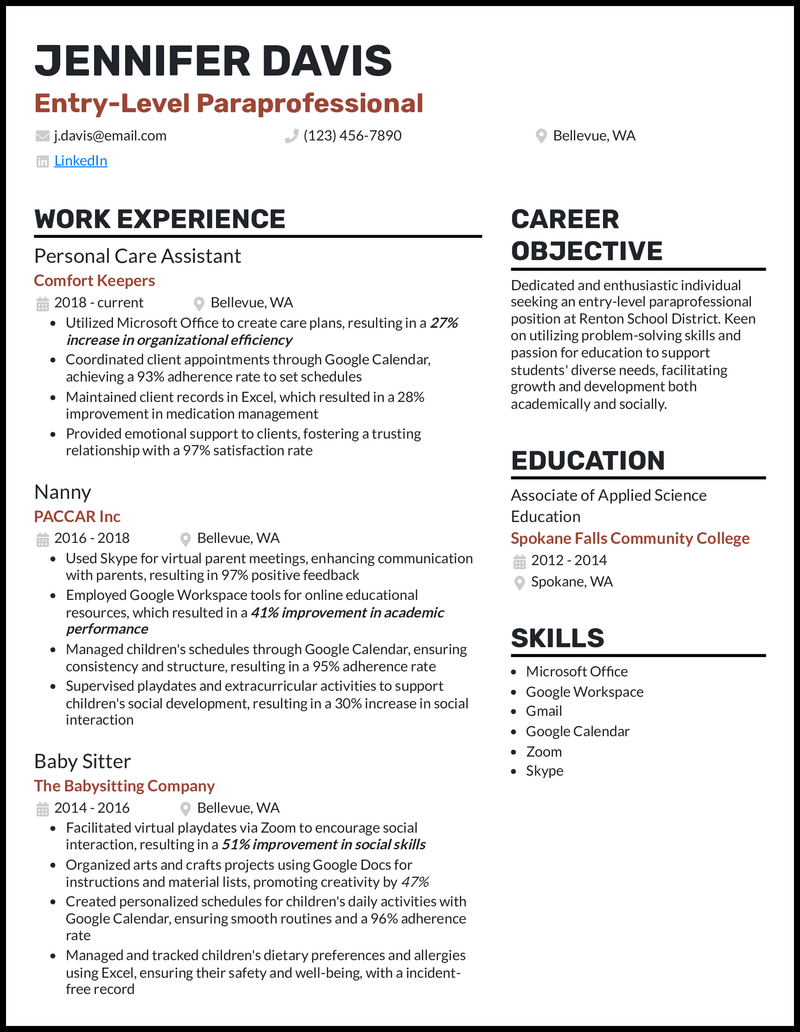 17 Paraprofessional Resume Examples Winning Jobs in 2025
