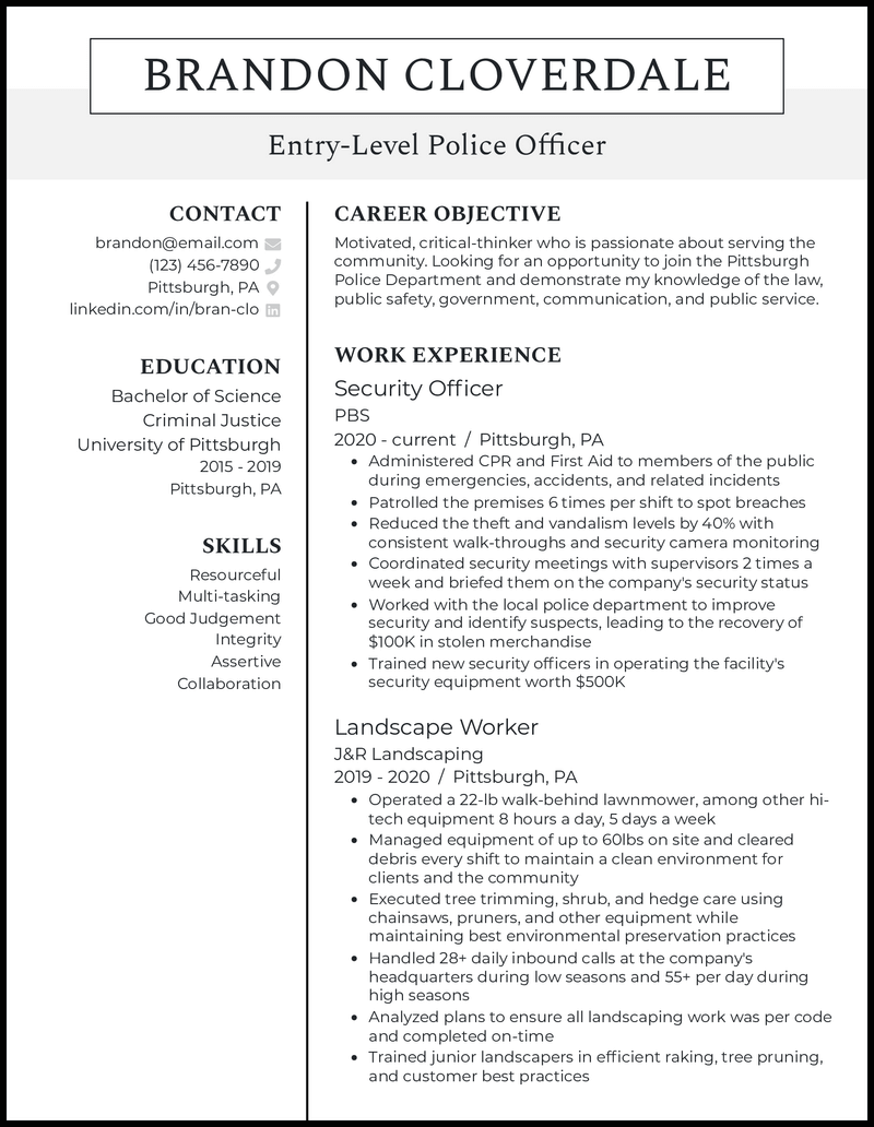 11 Real Police Officer Resume Examples That Worked in 2024